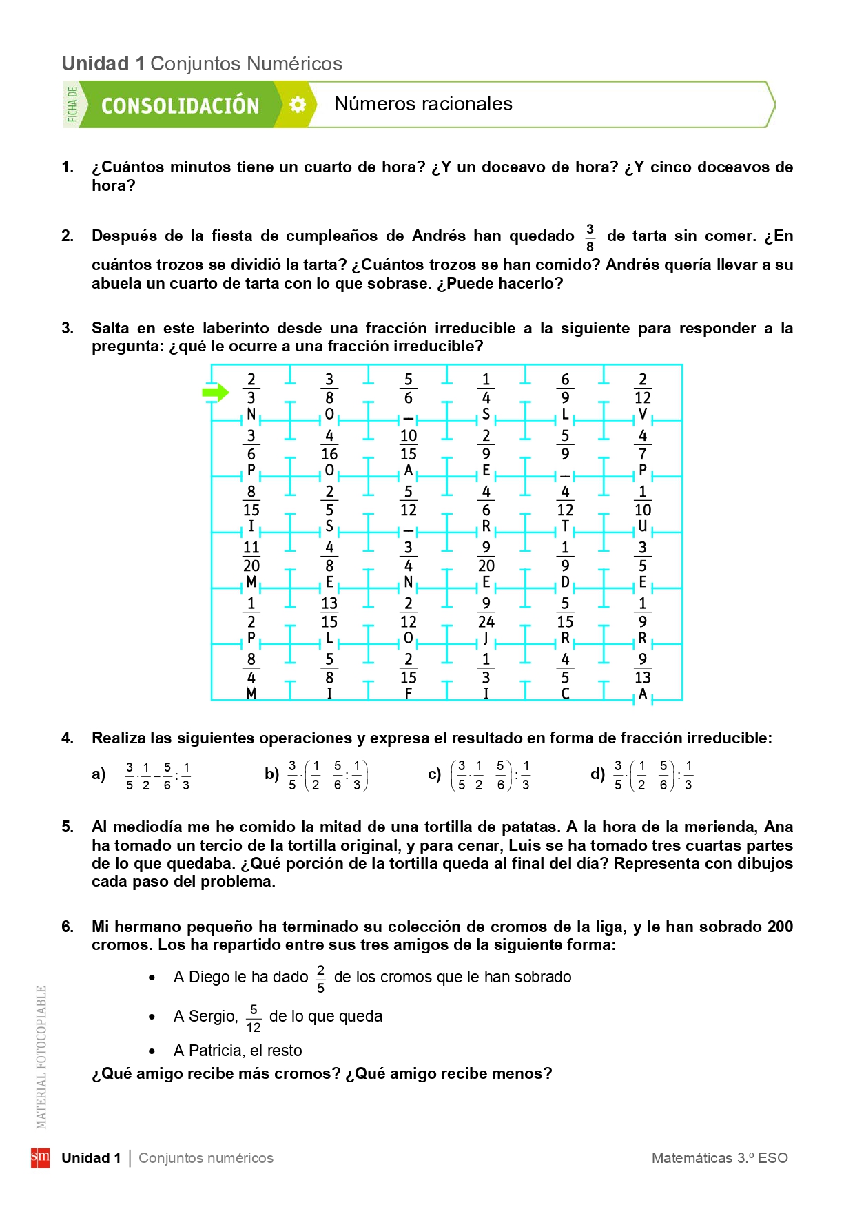 EJERCICIOS NUMEROS RACIONALES