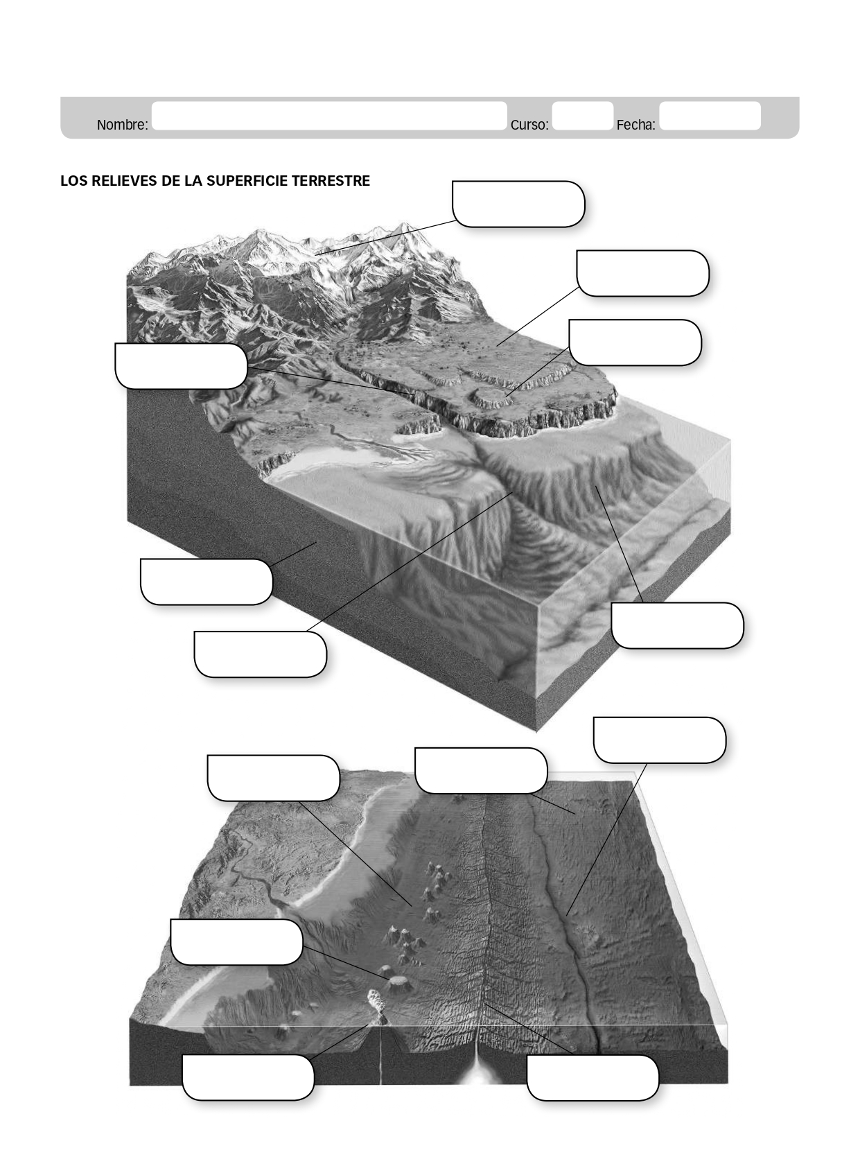 Mapa Mudo Relieves Terrestres