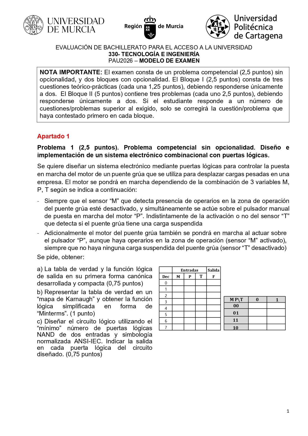 Modelos de Exámenes Tecnología e Ingeniería II – PAU 2026